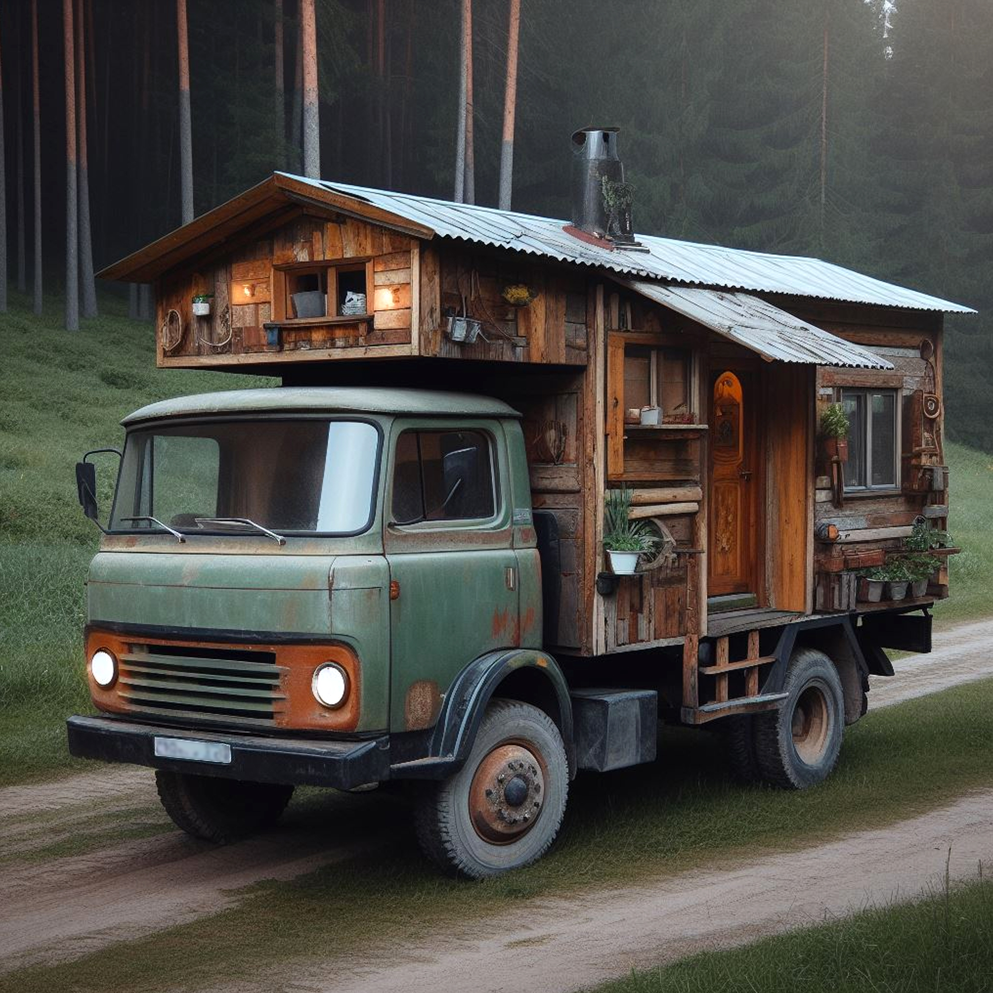 Combination Of Old Vehicles With Tiny House - ParkModel777.com
